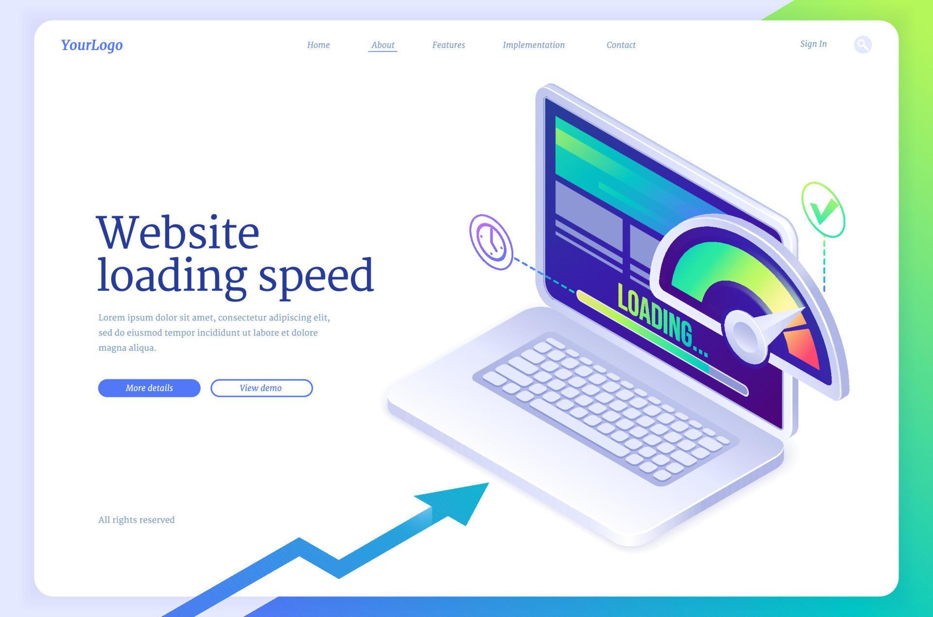 Website loading speed isometric landing page. 14439260 Vector Art at ...