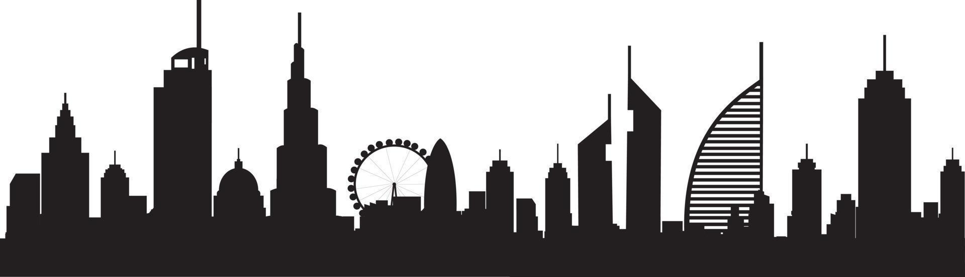 dubai city skyline silhouette. Vector illustration 14440262 Vector Art ...