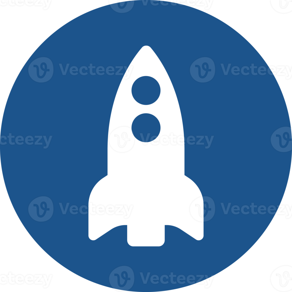 Rocket flat design icon design in blue circle. 14440986 PNG