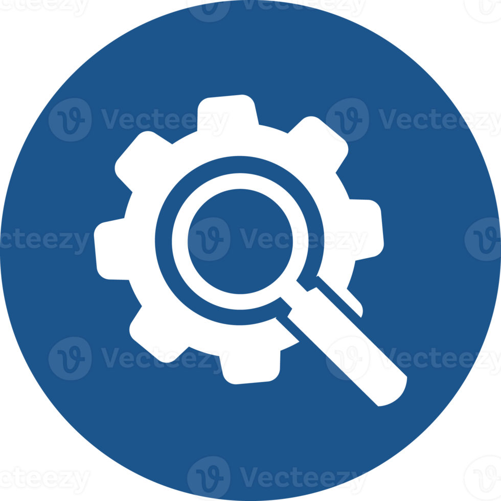 Search and Setting icon design in blue circle. 14441092 PNG