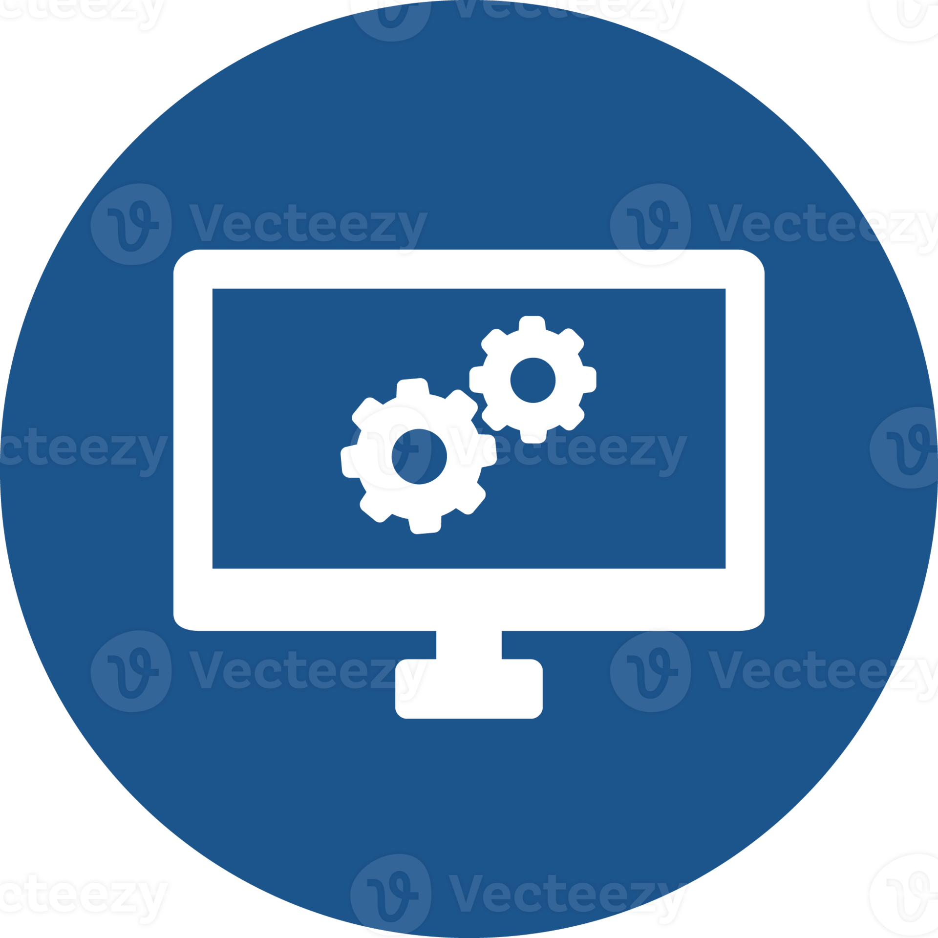 Computer Setting icon design in blue circle. 14441140 PNG