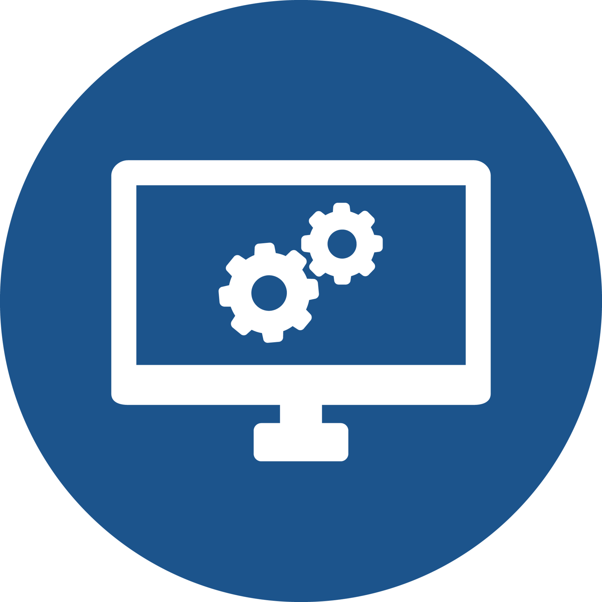 Computer Setting icon design in blue circle. 14441140 PNG