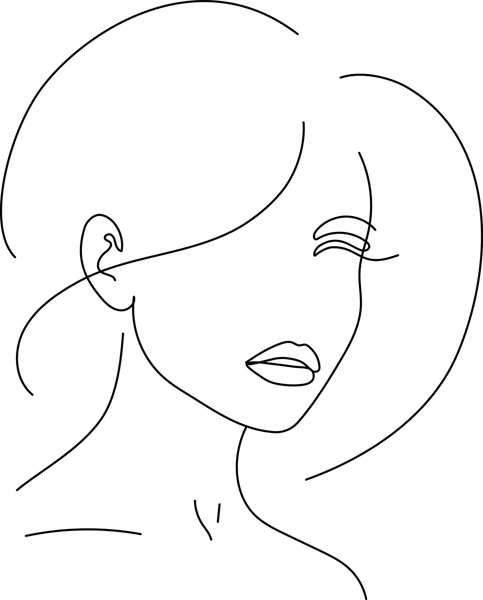 Beautiful Girl Line Art Vector Portrait 14445427 Vector Art At Vecteezy