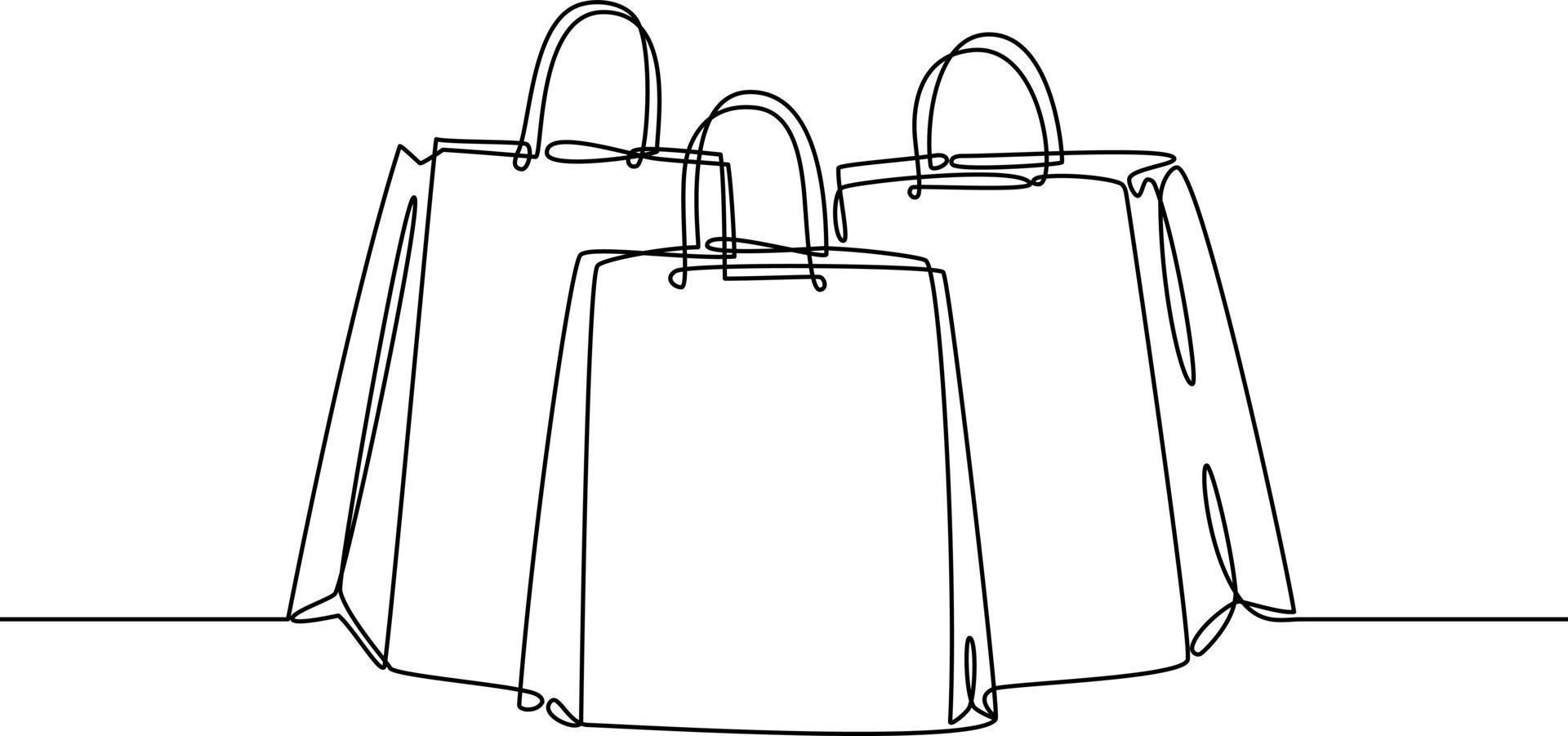 Paper Shopping Bags Continuous Line Drawing 14445438 Vector Art At Vecteezy