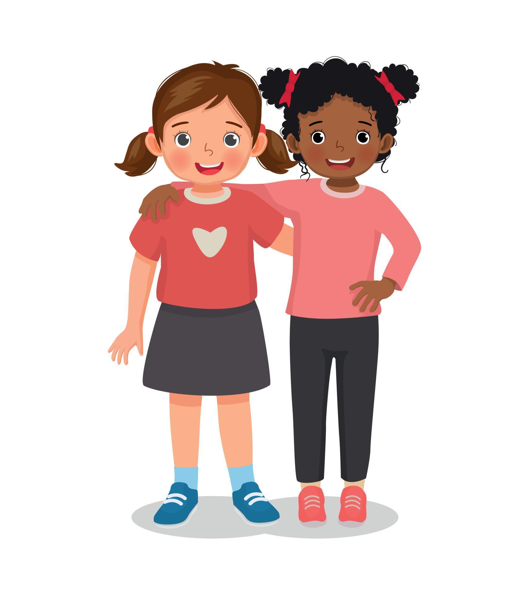 Two happy cute little girls best friend hugging each others 14445824 ...