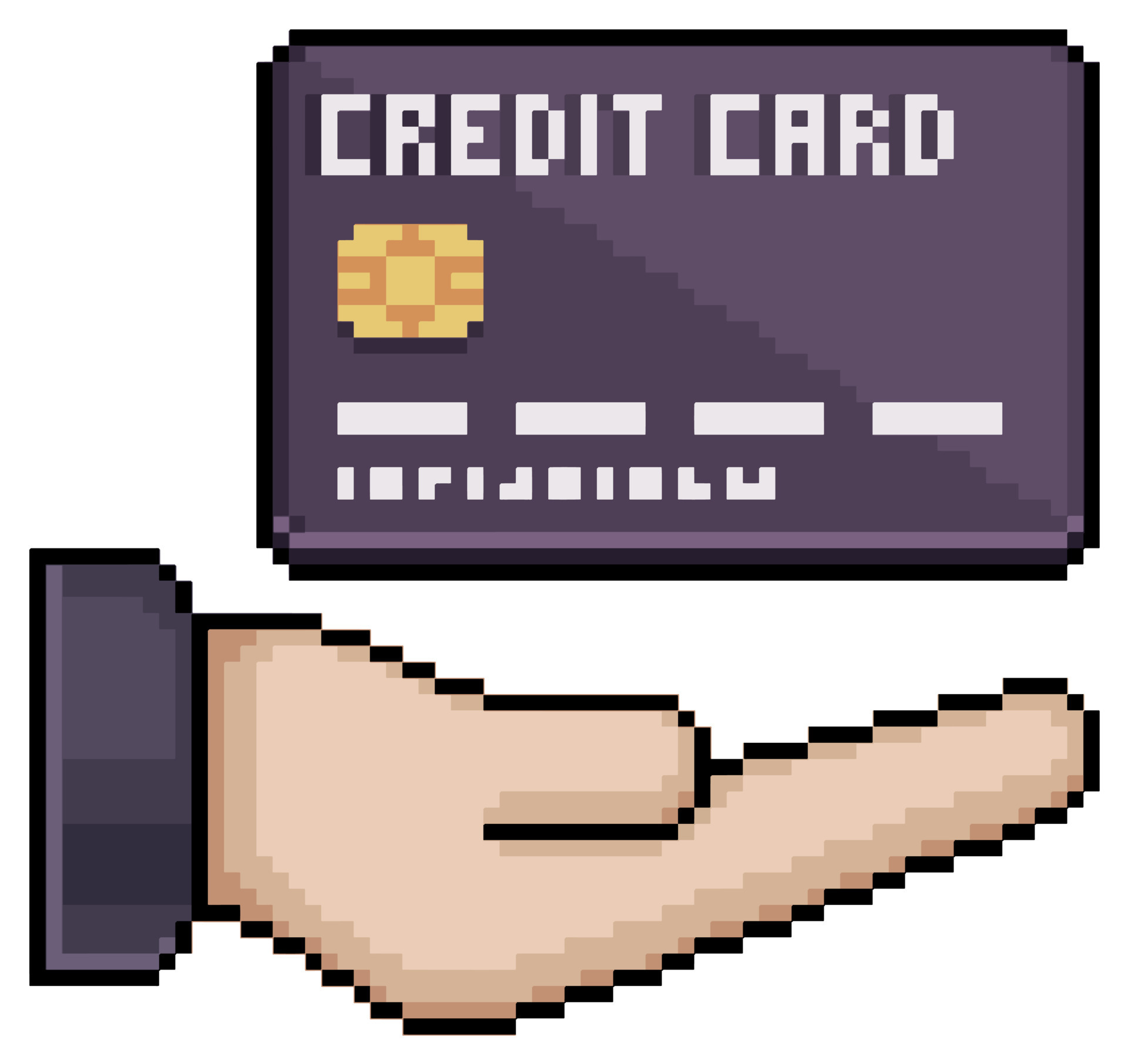 Pixel Art Hand With Credit Card Vector Icon For 8bit Game On White Background 14446100 Vector