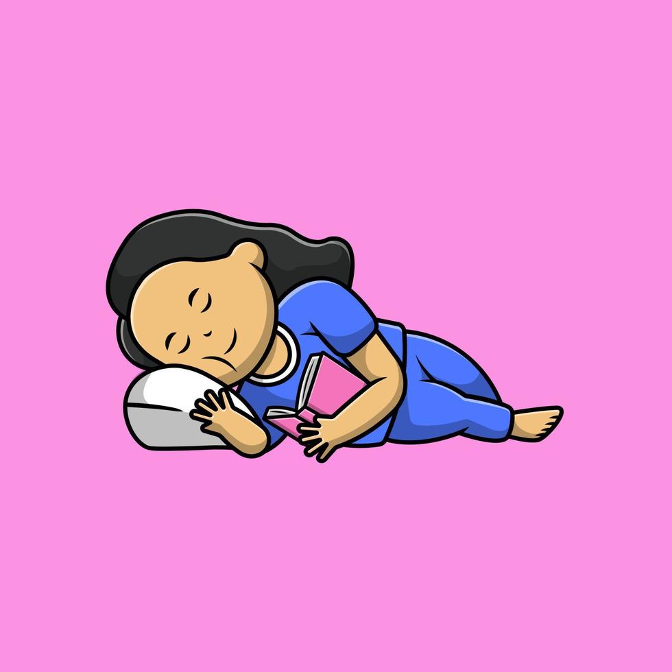 Cute Girl Sleeping Cartoon Vector Icons Illustration Flat Cartoon Concept Suitable For Any
