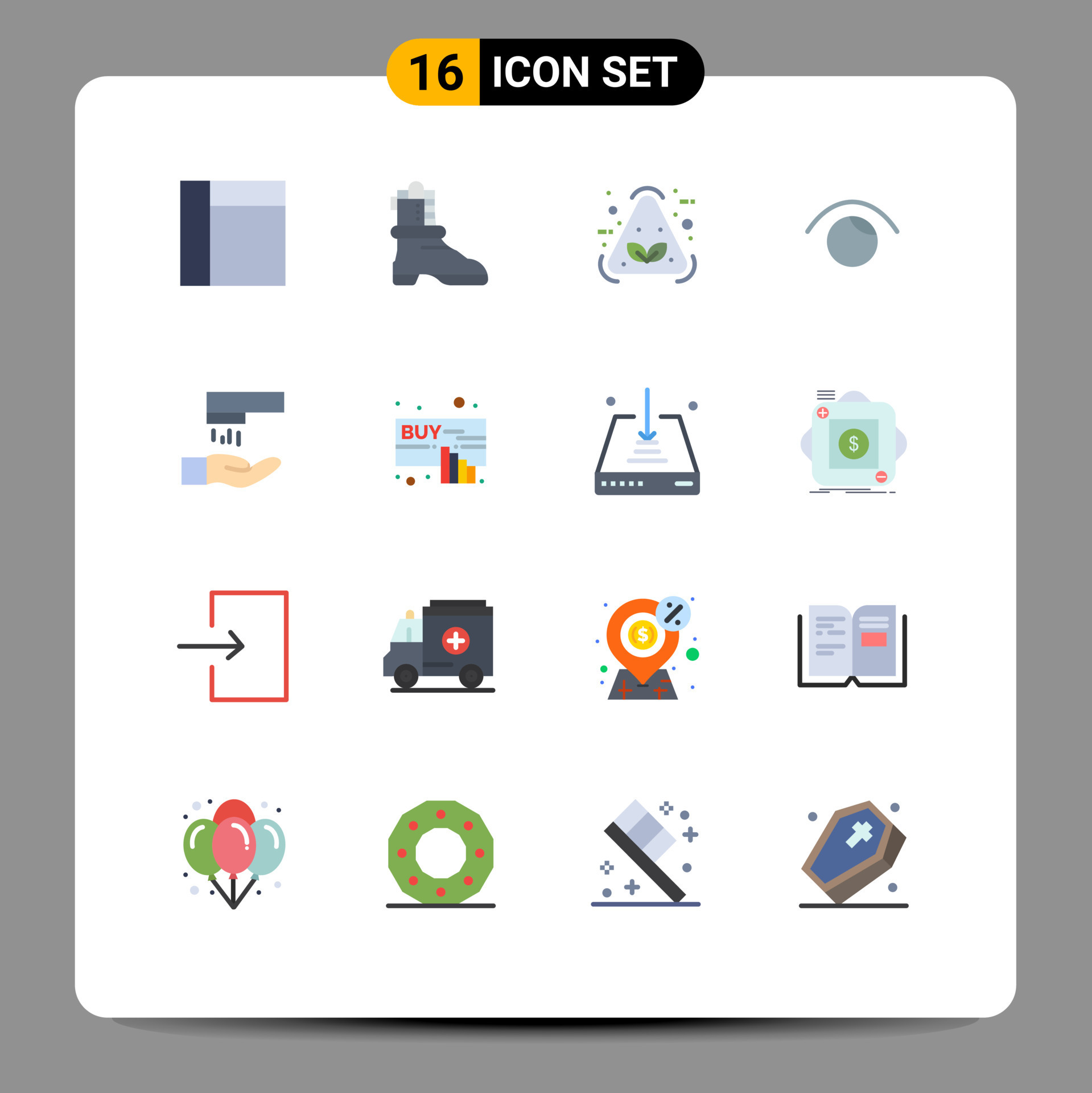 Set of 16 Modern UI Icons Symbols Signs for click cleaning recycle wash twitter Editable Pack of ...