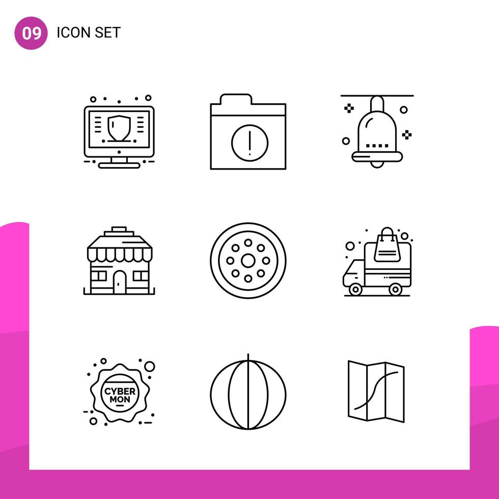 Outline Icon set Pack of 9 Line Icons isolated on White Background for responsive Website Design ...