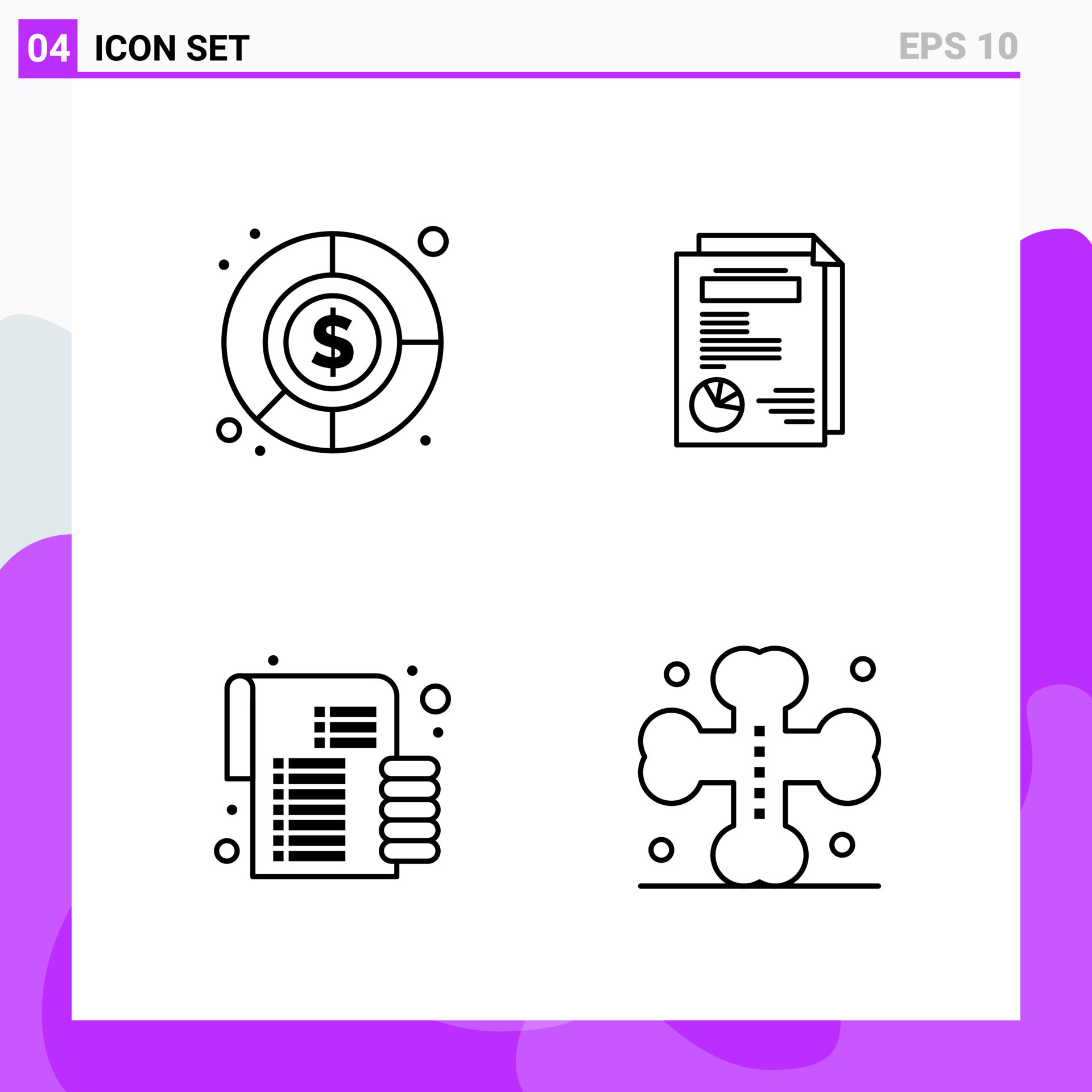 Set Of 4 Icons In Line Style Creative Outline Symbols For Website Design And Mobile Apps Simple
