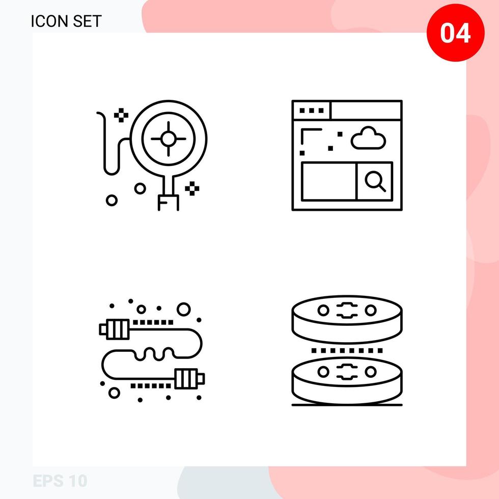 Vector Pack of 4 Icons in Line Style Creative Outline Pack isolated on ...