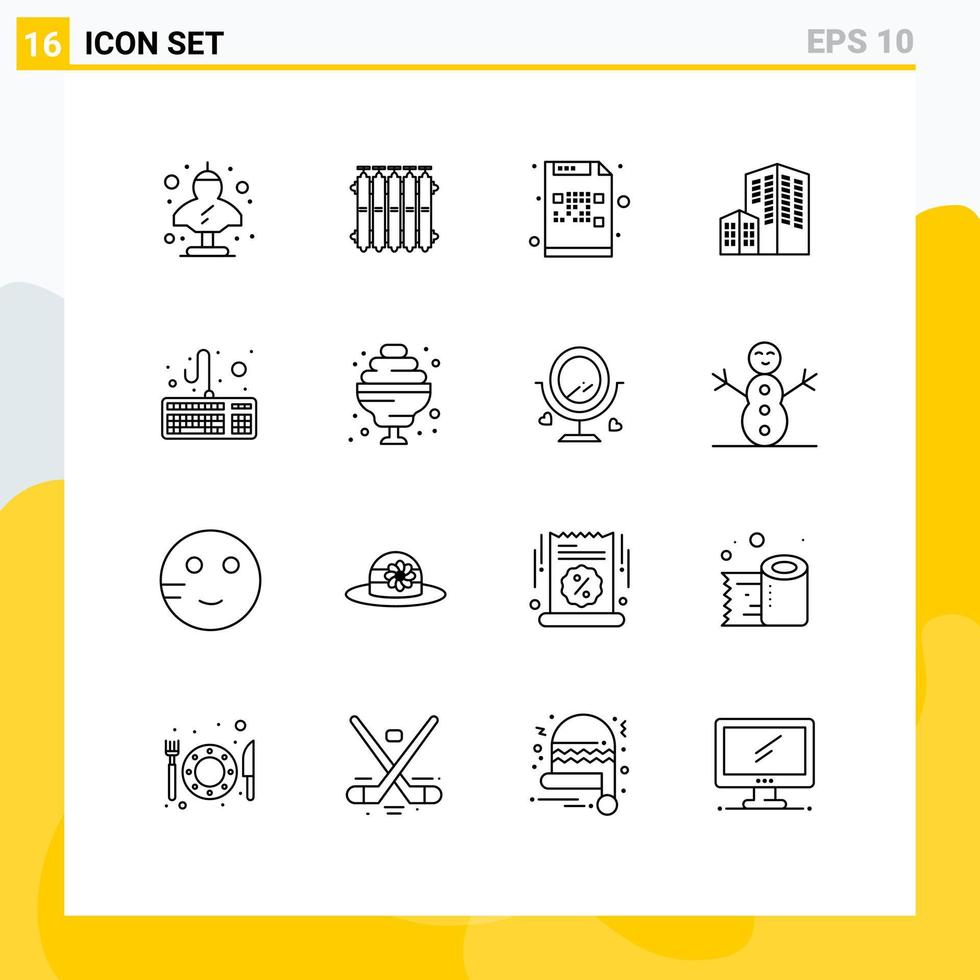 Group Of 16 Outlines Signs And Symbols For Computer Building Warm Architecture File Editable