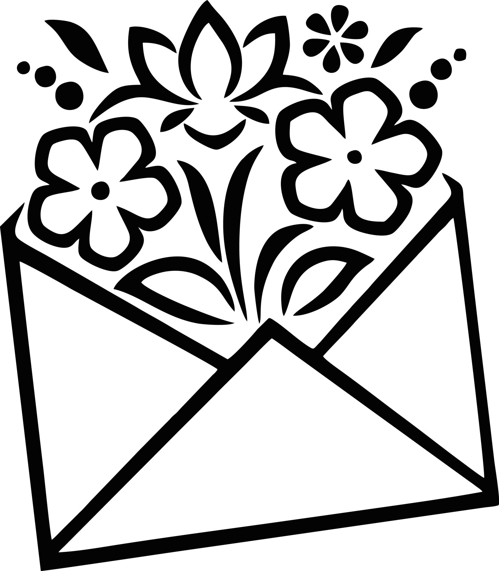 envelope icon in black vector image, illustration of envelope in black ...