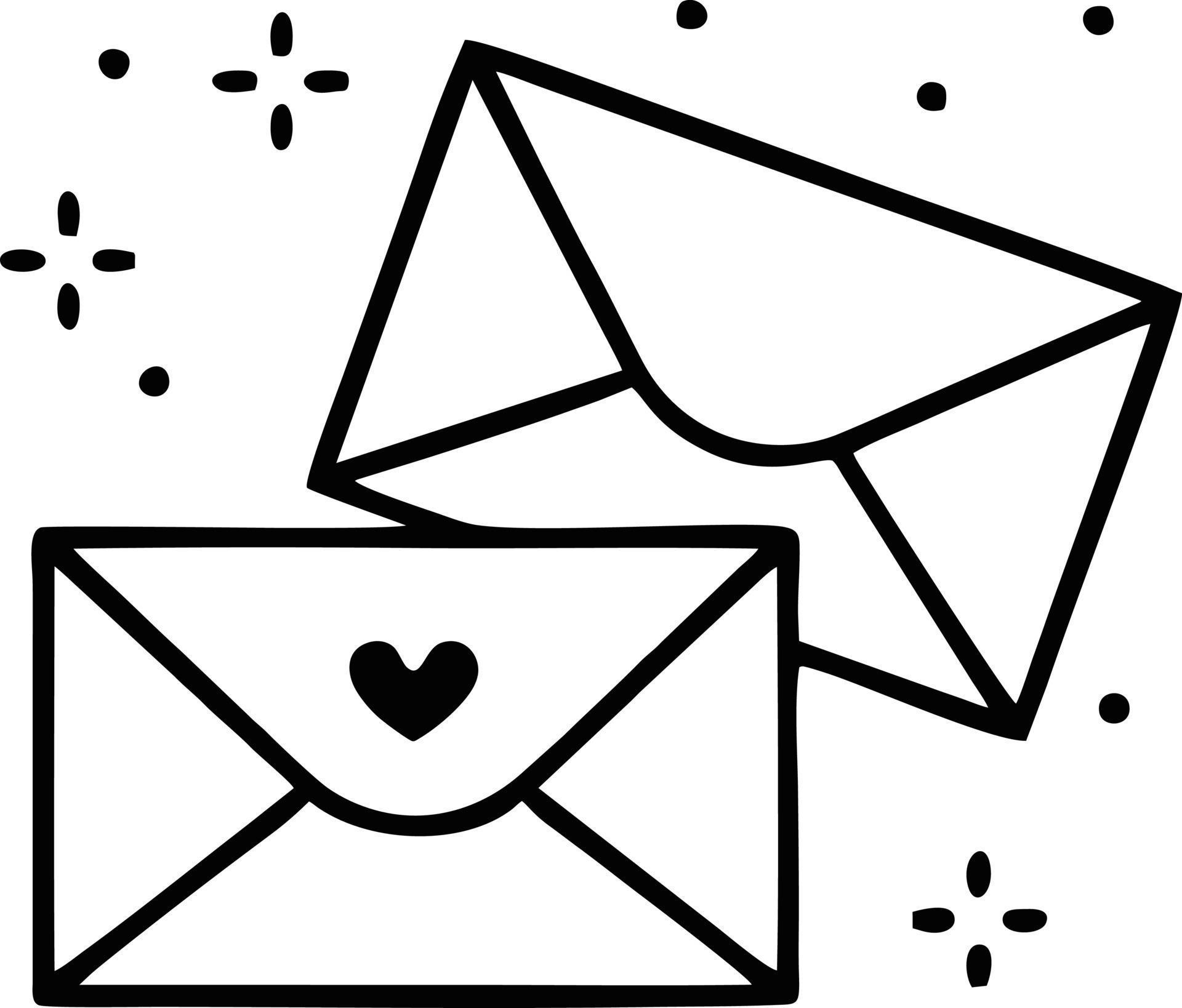 envelope icon in black vector image, illustration of envelope in black ...