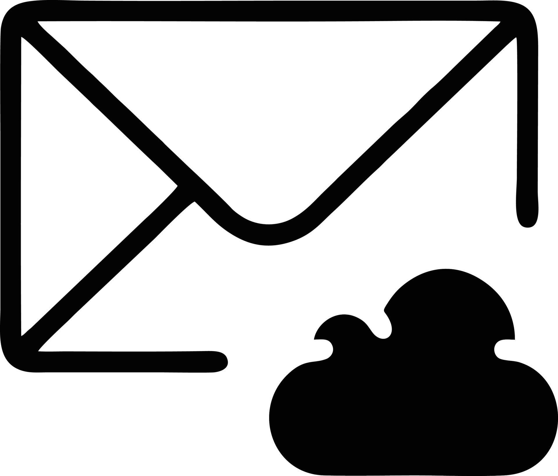 envelope icon in black vector image, illustration of envelope in black ...