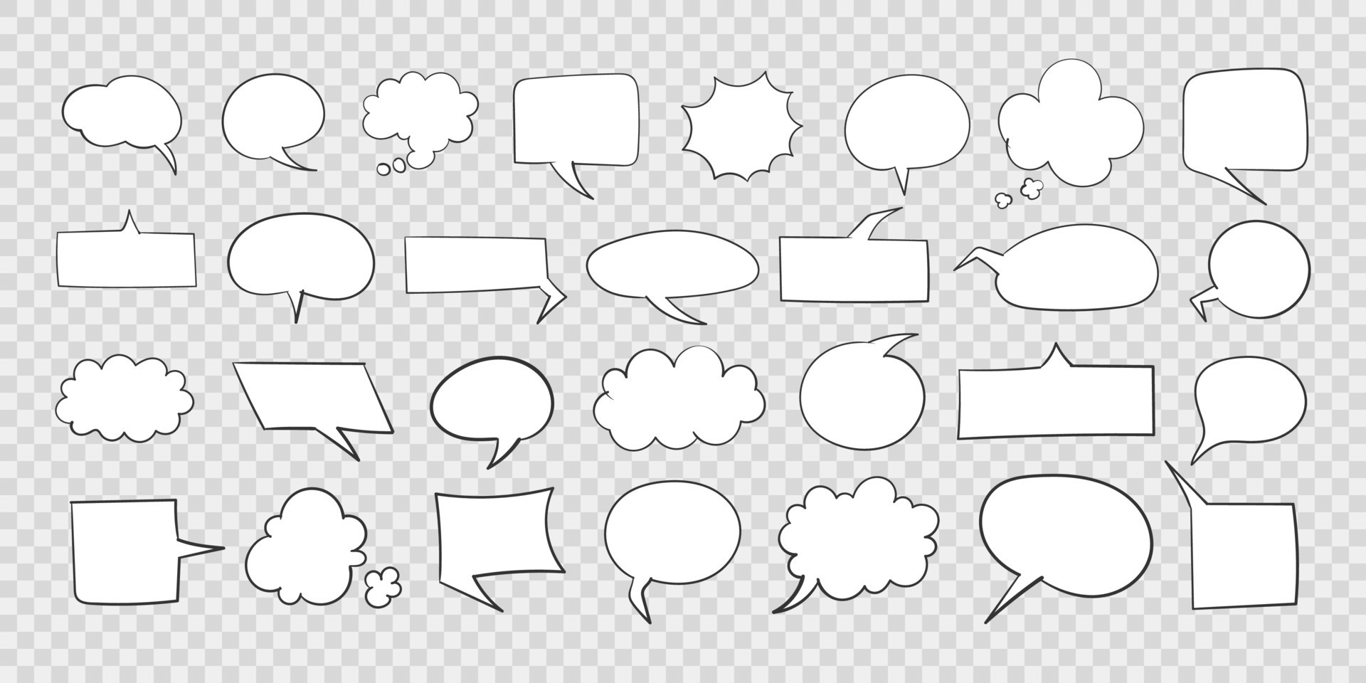 Speech Bubbles Hand Drawn Icons Collection Of Empty Speech Bubbles