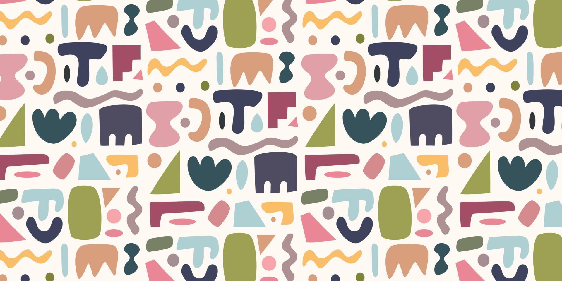 Abstract shape pattern design. Trendy shape for background in retro naive style. Wallpaper in ...
