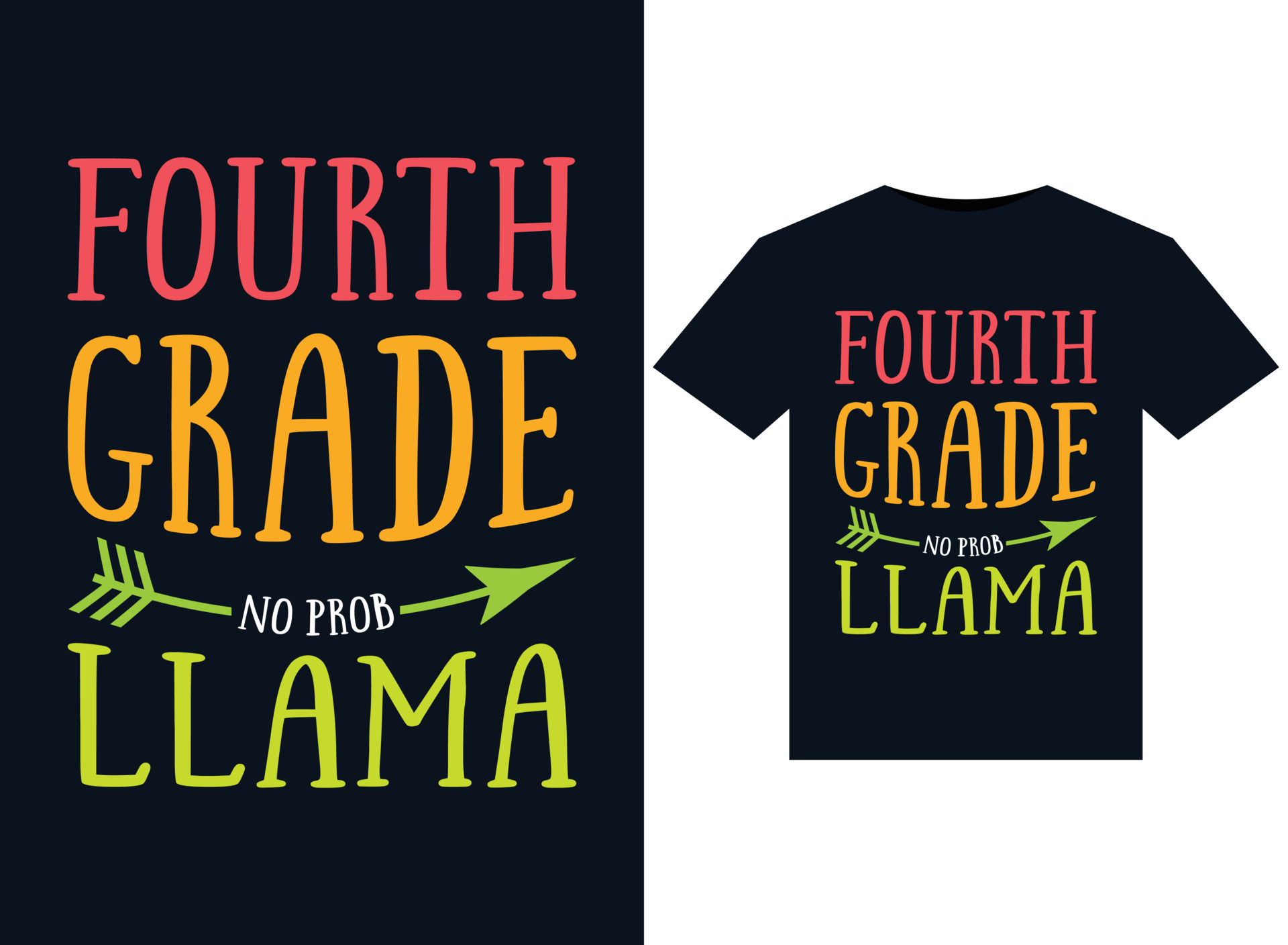Fourth Grade No Prob Llama illustrations for print-ready T-Shirts ...