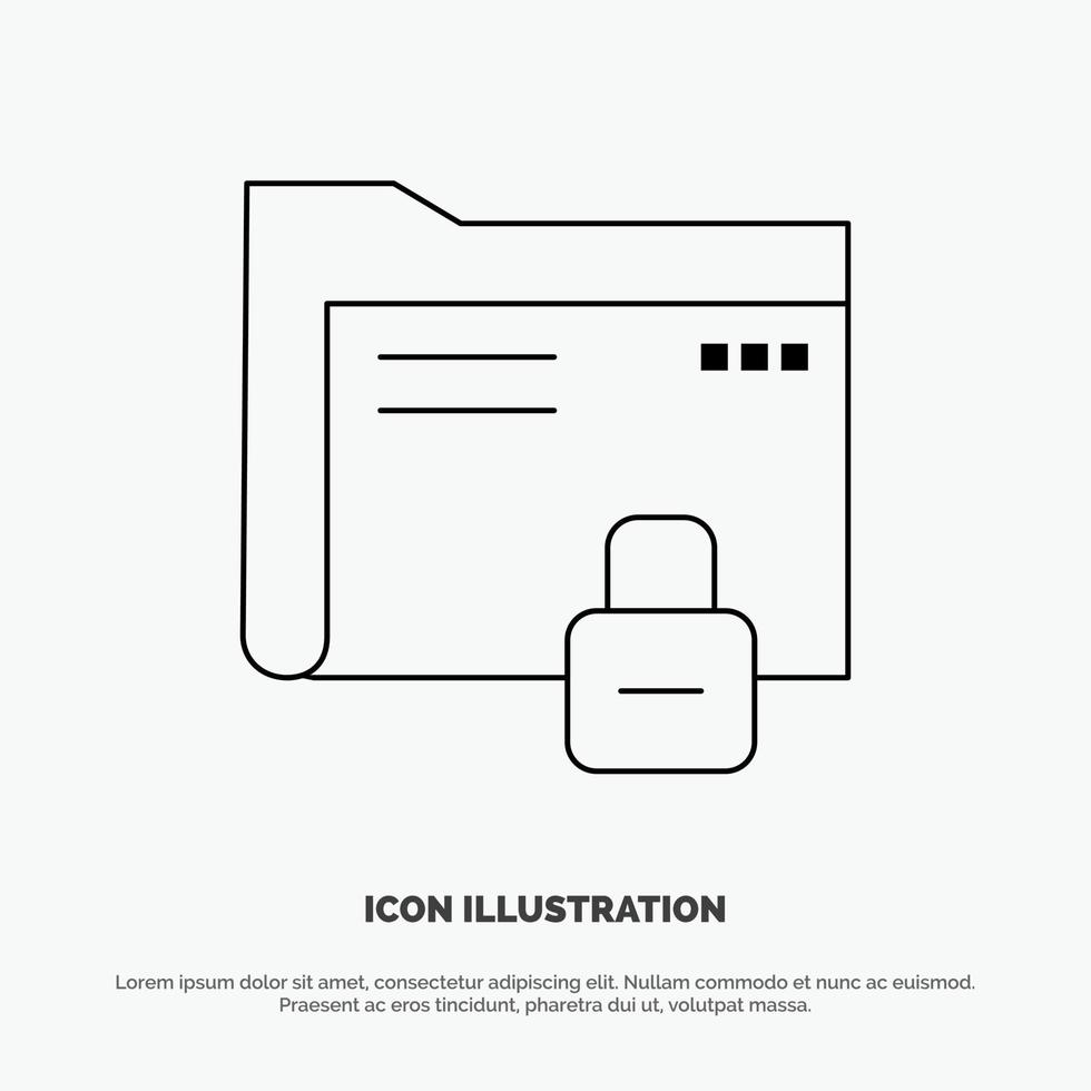 Data Folder Password Protection Secure Line Icon Vector 14461498 Vector