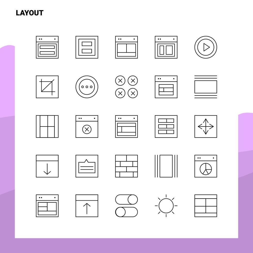 Set Of Layout Line Icon Set 25 Icons Vector Minimalism Style Design Black Icons Set Linear