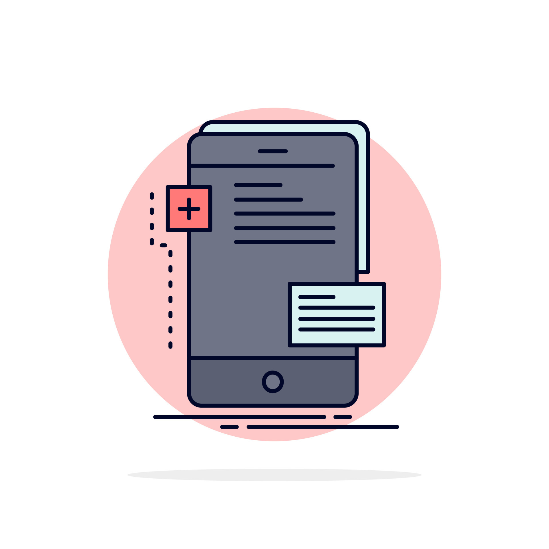 Frontend Interface Mobile Phone Developer Flat Color Icon Vector