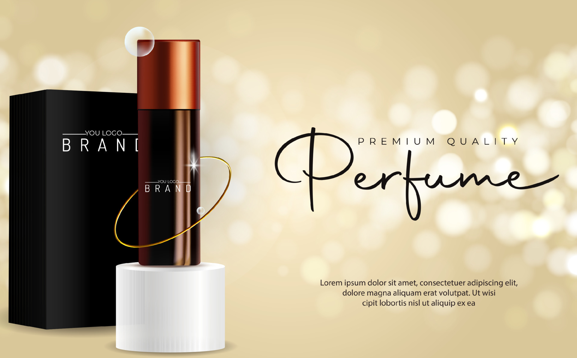 Vector Cosmetic Promo Poster Of Perfume With Box 14463129 Vector Art At Vecteezy