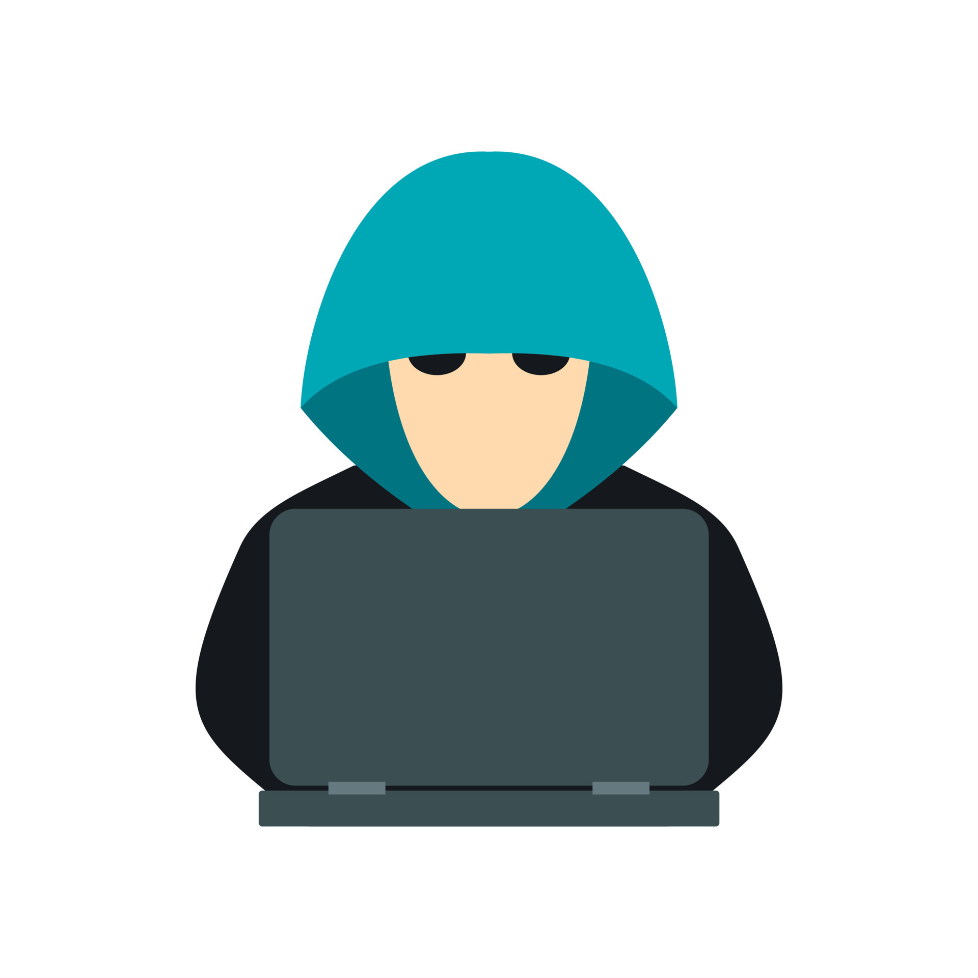 Hacker behind a computer icon, flat style 14464647 Vector Art at Vecteezy