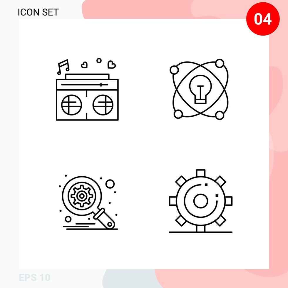 Vector Pack of 4 Icons in Line Style Creative Outline Pack isolated on ...