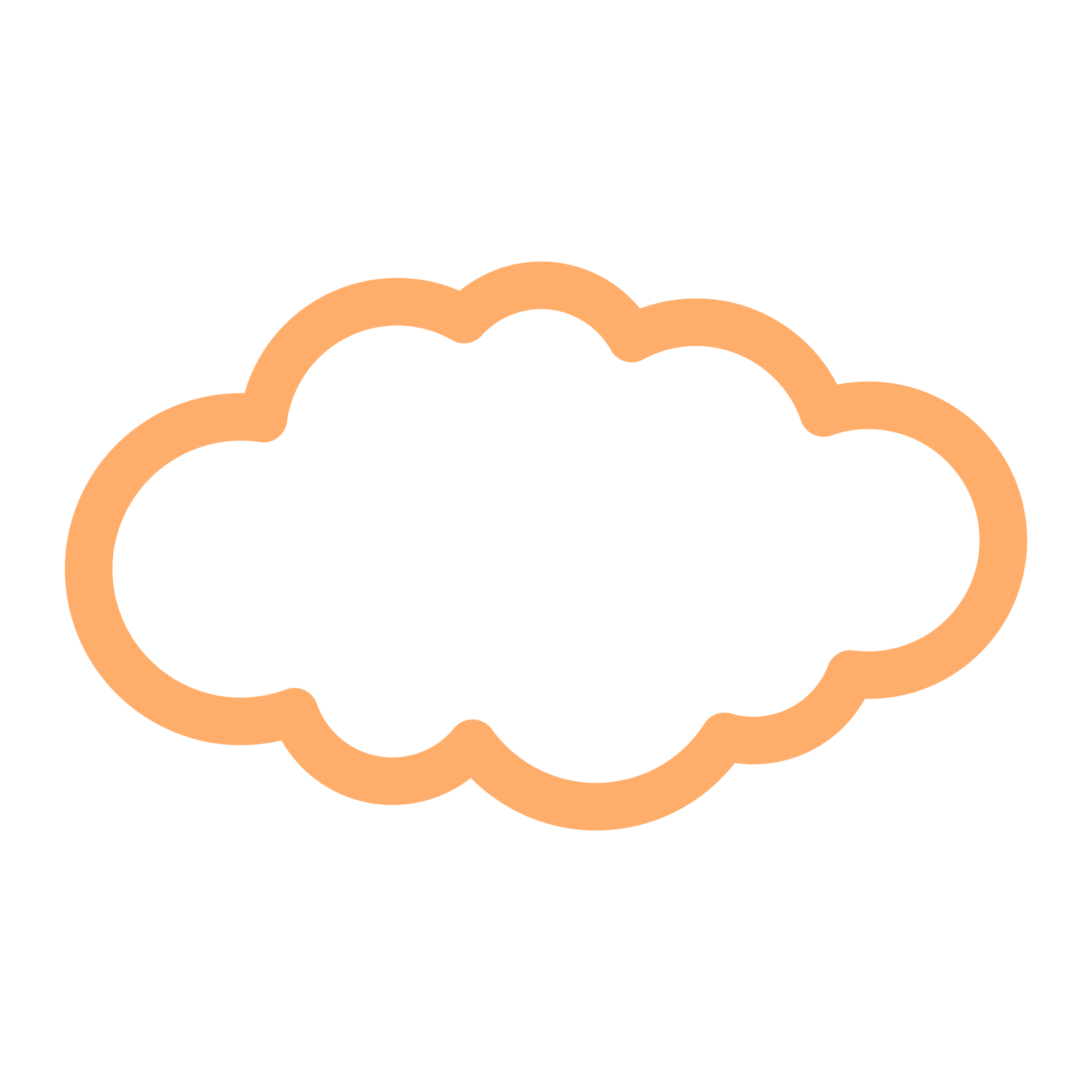 Simple Cloud Outline Illustration In Orange Color For Design Element
