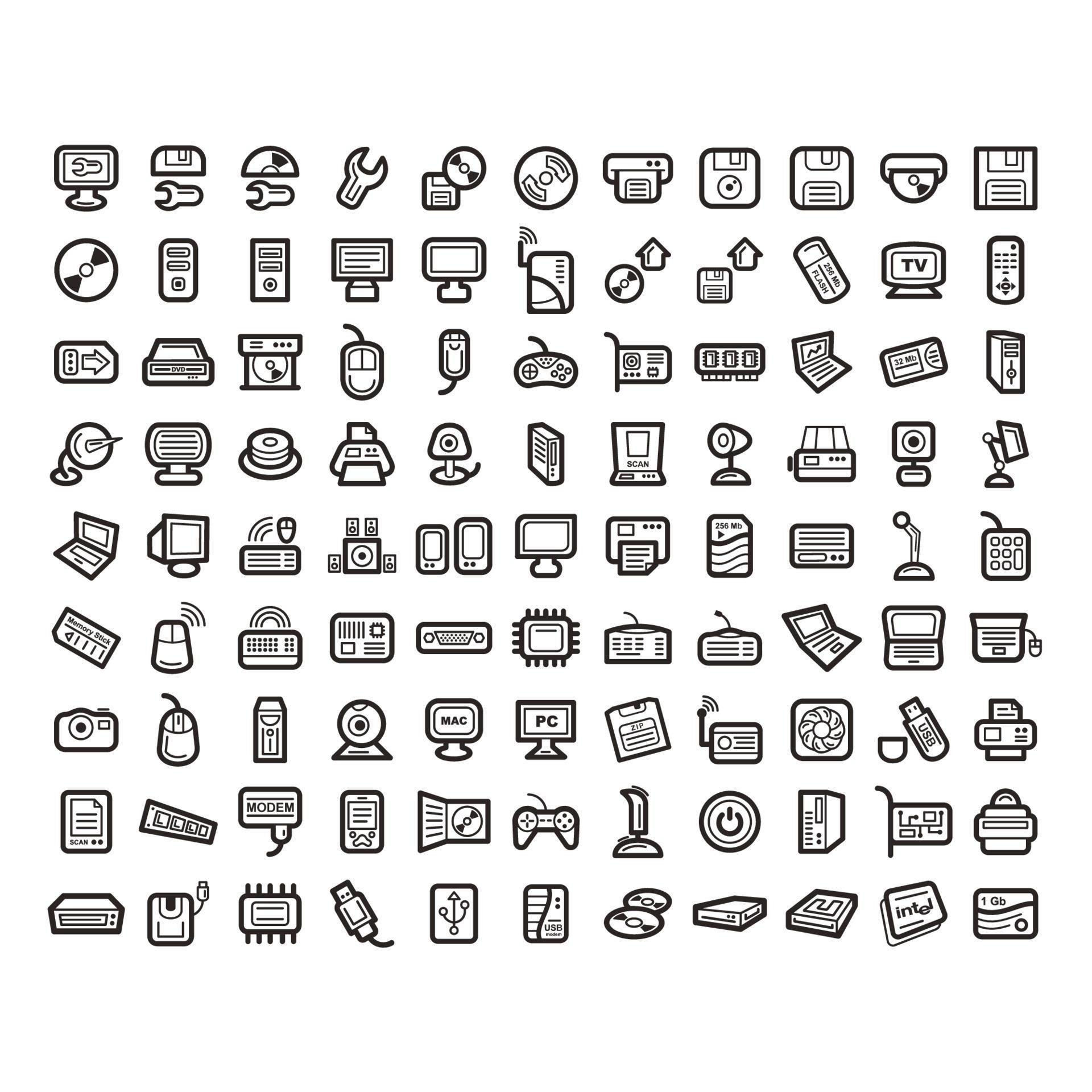 internet computer or technology Line Icon Set 14468016 Vector Art at ...
