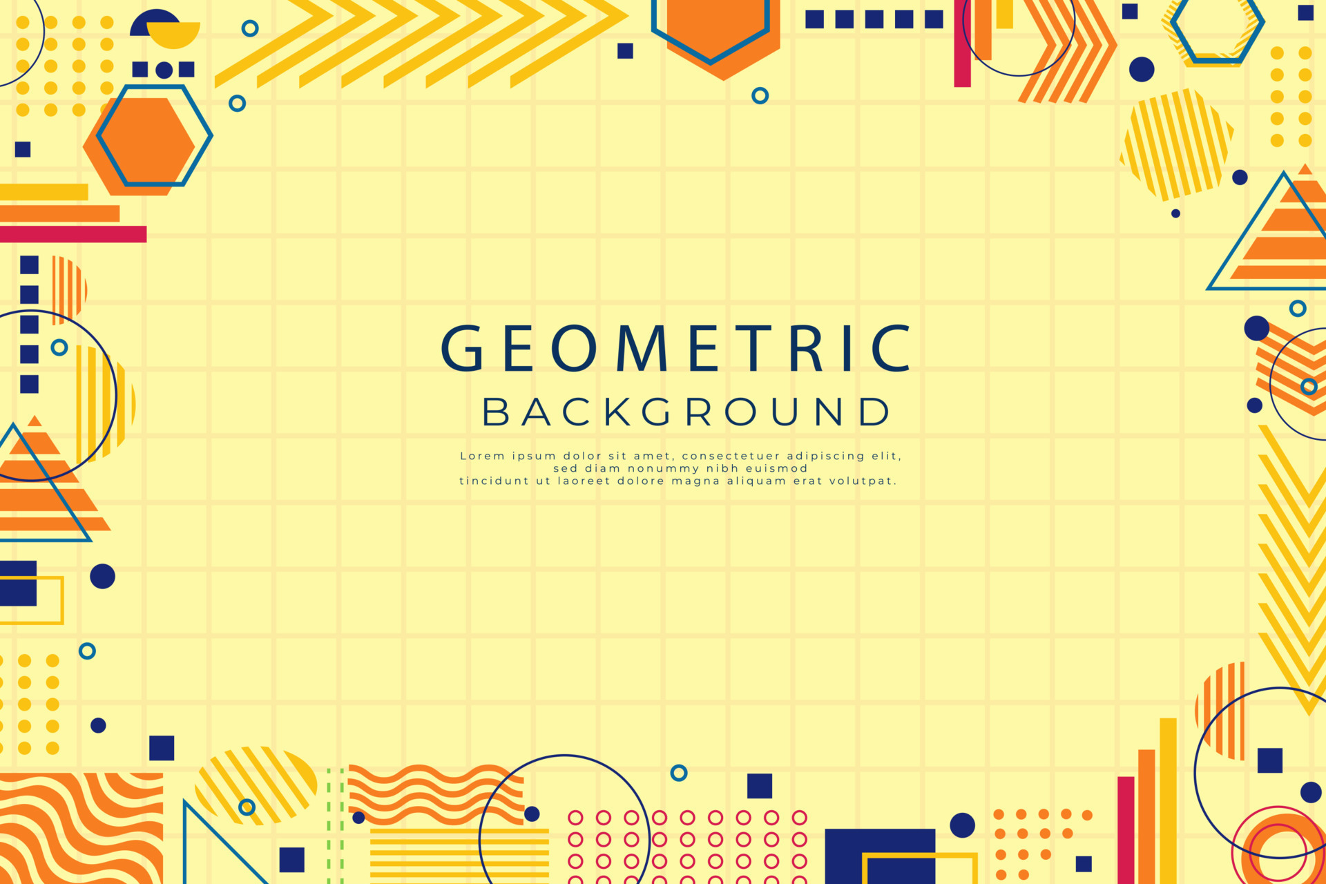 Flat Geometric Shapes Wallpaper Various Shapes And Line Abstract Flat