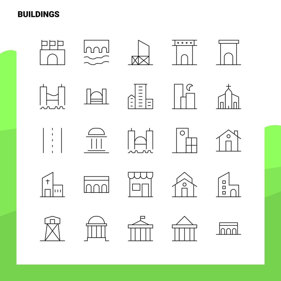 Set Of Buildings Line Icon Set 25 Icons Vector Minimalism Style Design Black Icons Set Linear