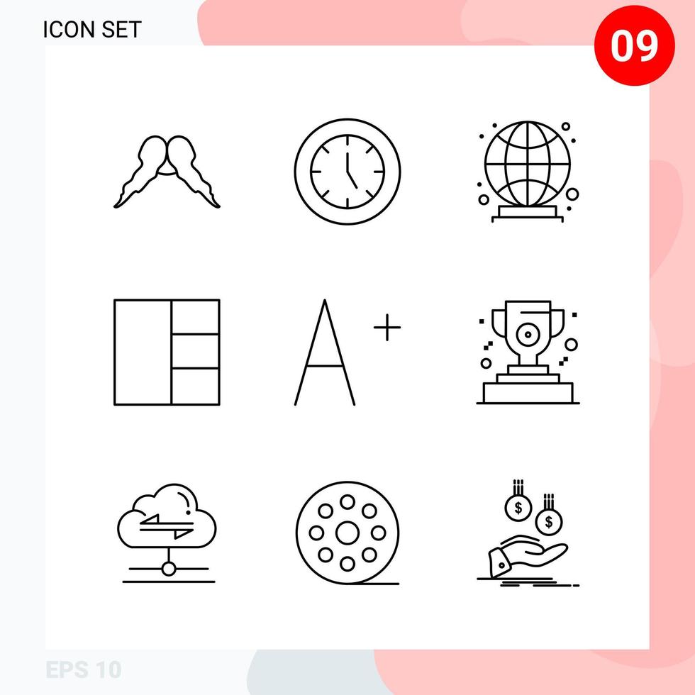 Vector Pack of 9 Icons in Line Style Creative Outline Pack isolated on ...