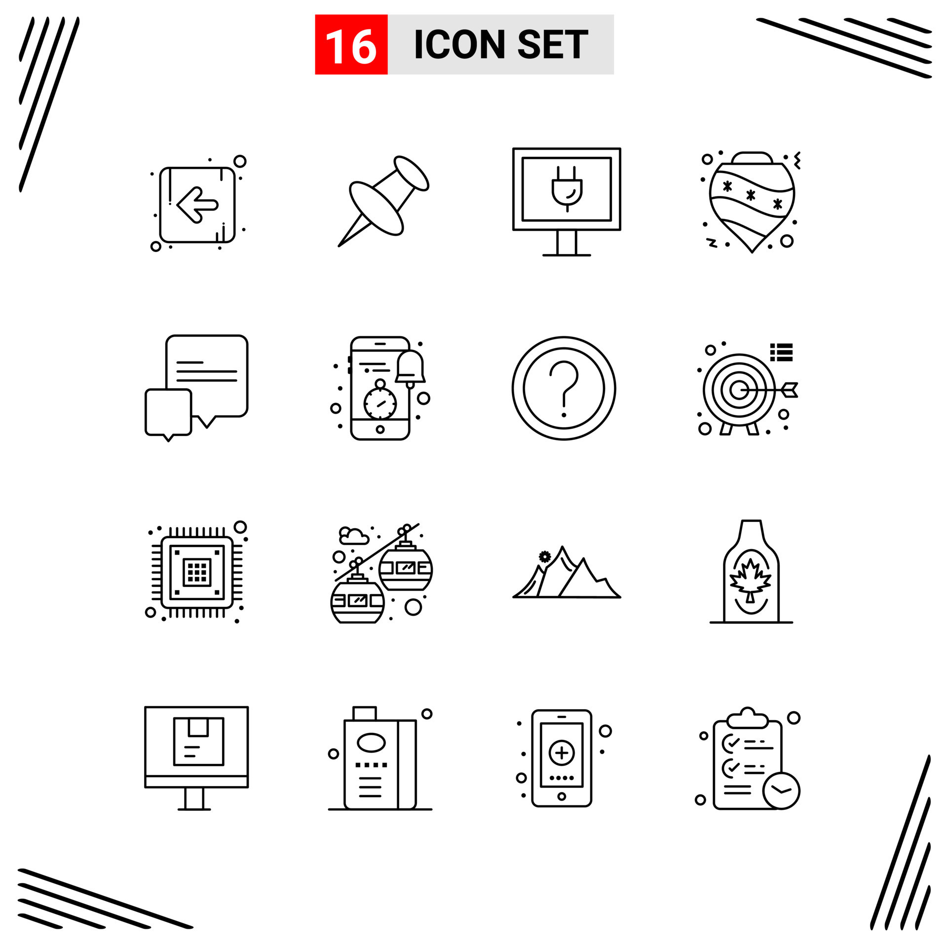 16 Icons Line Style Grid Based Creative Outline Symbols For Website Design Simple Line Icon