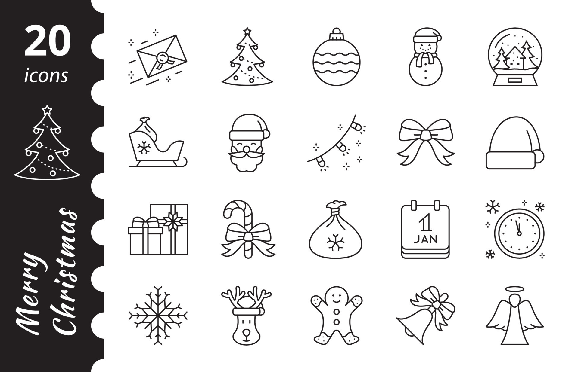Christmas Linear Vector Icon Set Simple Line Symbols 14469643 Vector