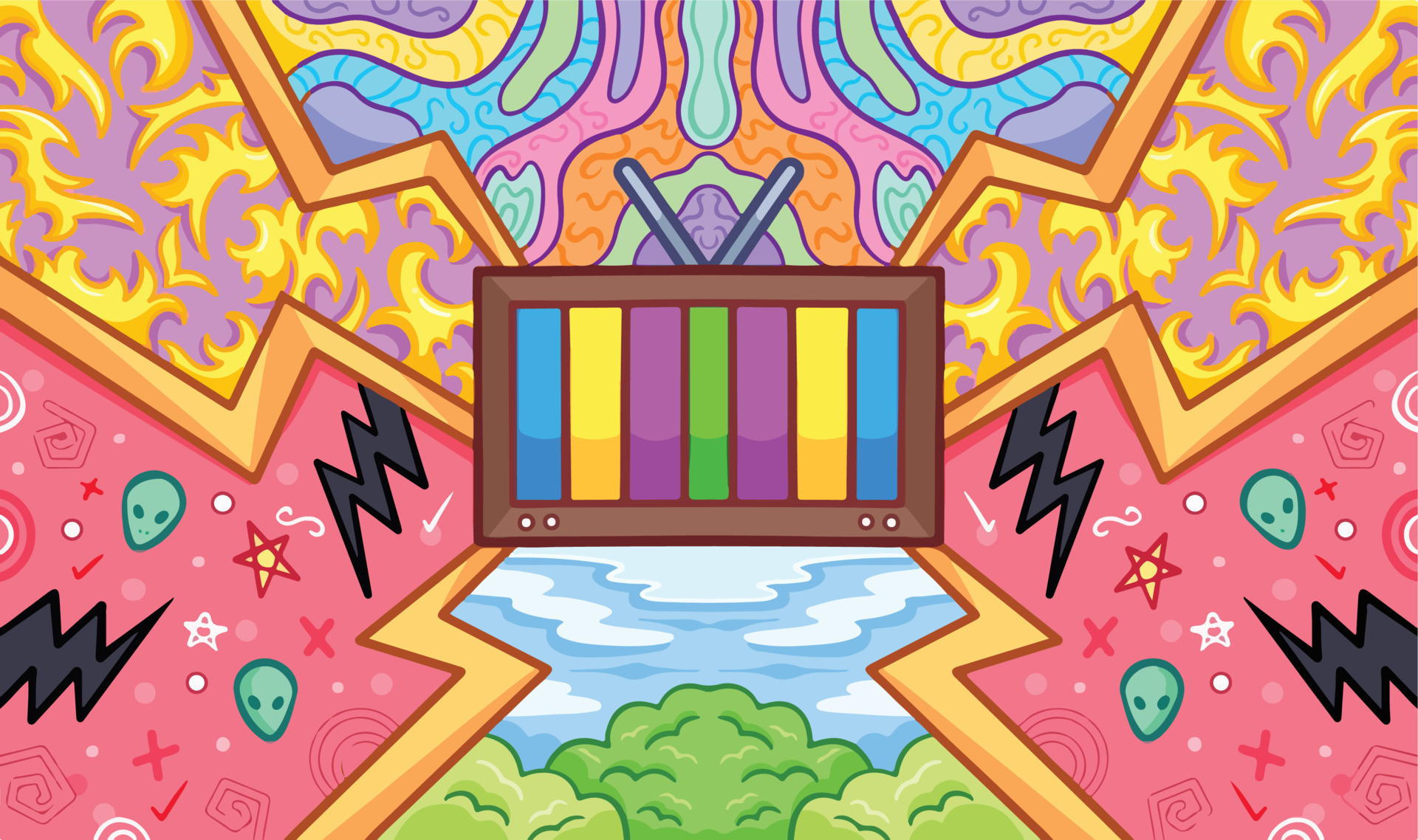 Television, the window to the world themed vector background with ... Television, the window to the world themed vector background with ...
