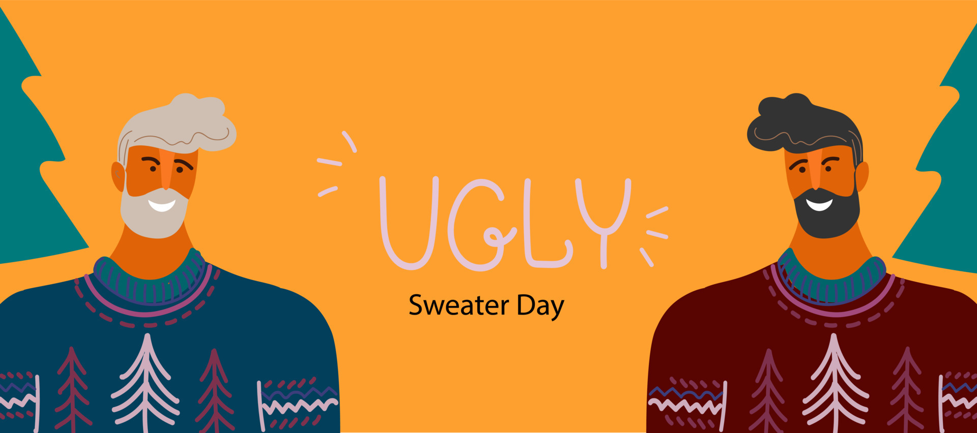 Christmas Jumper Day,National Ugly Christmas Sweater Day.Vector flat ...