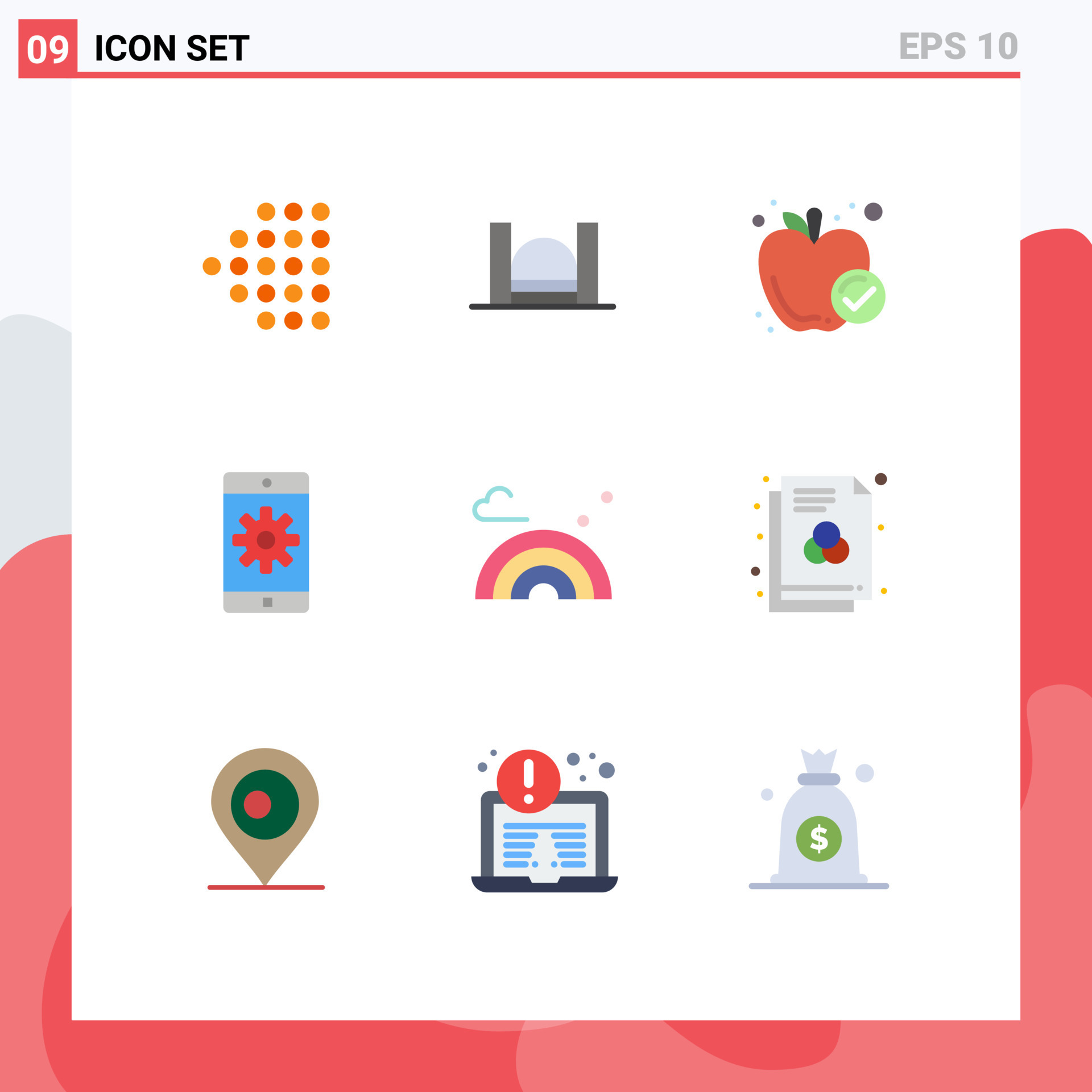 9 Flat Color Concept For Websites Mobile And Apps Rainbow Setting Apple Mobile Application