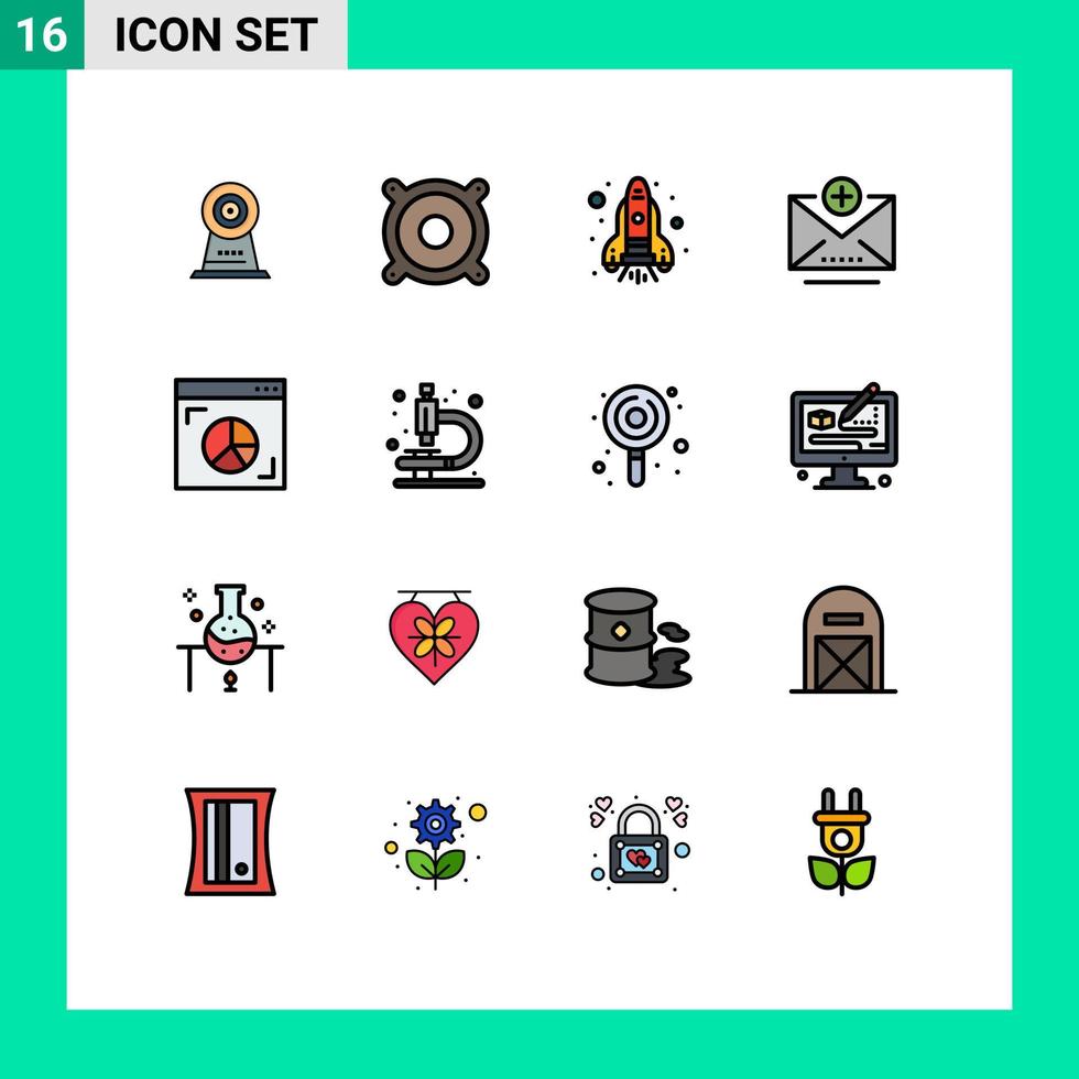 Set of 16 Modern UI Icons Symbols Signs for lab internet rocket graph ...