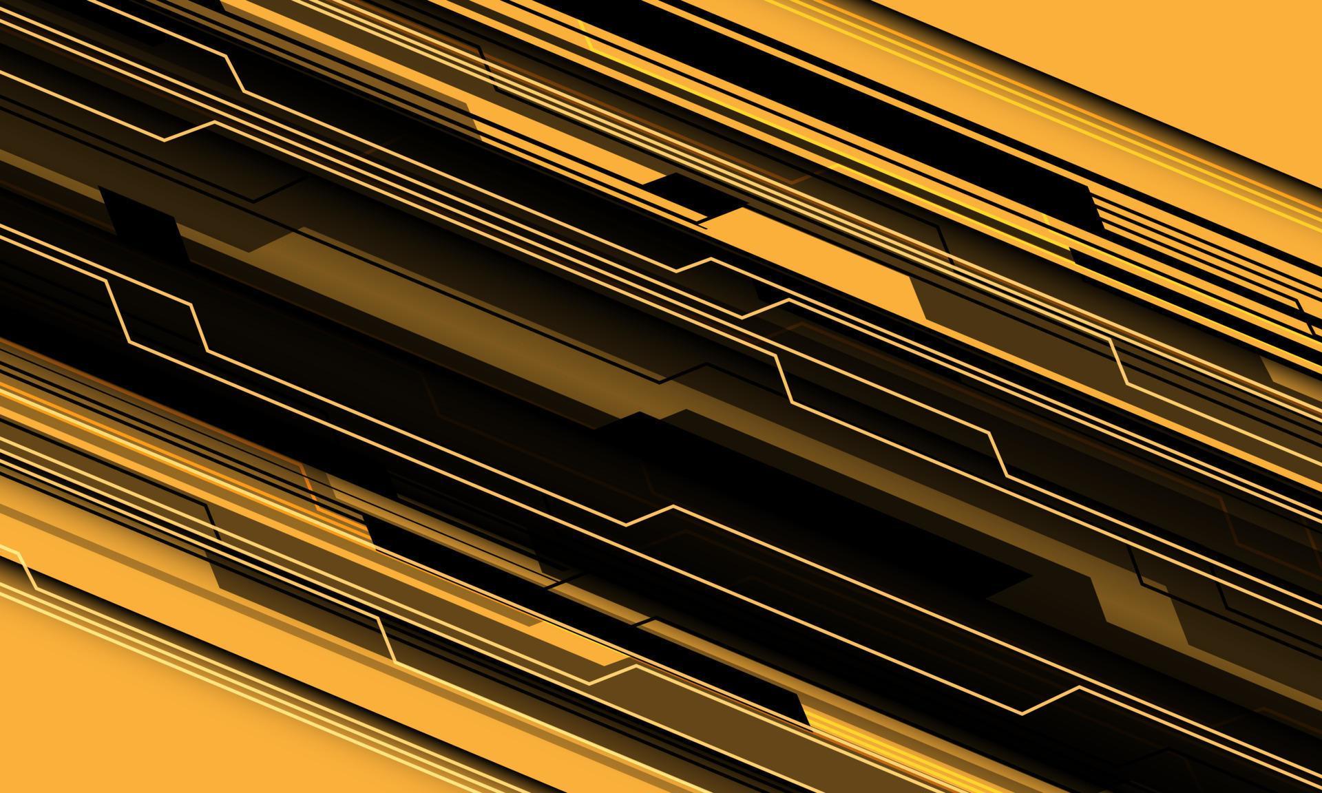 Abstract black line circuit cyber geometric slash dynamic on yellow design modern futuristic ...