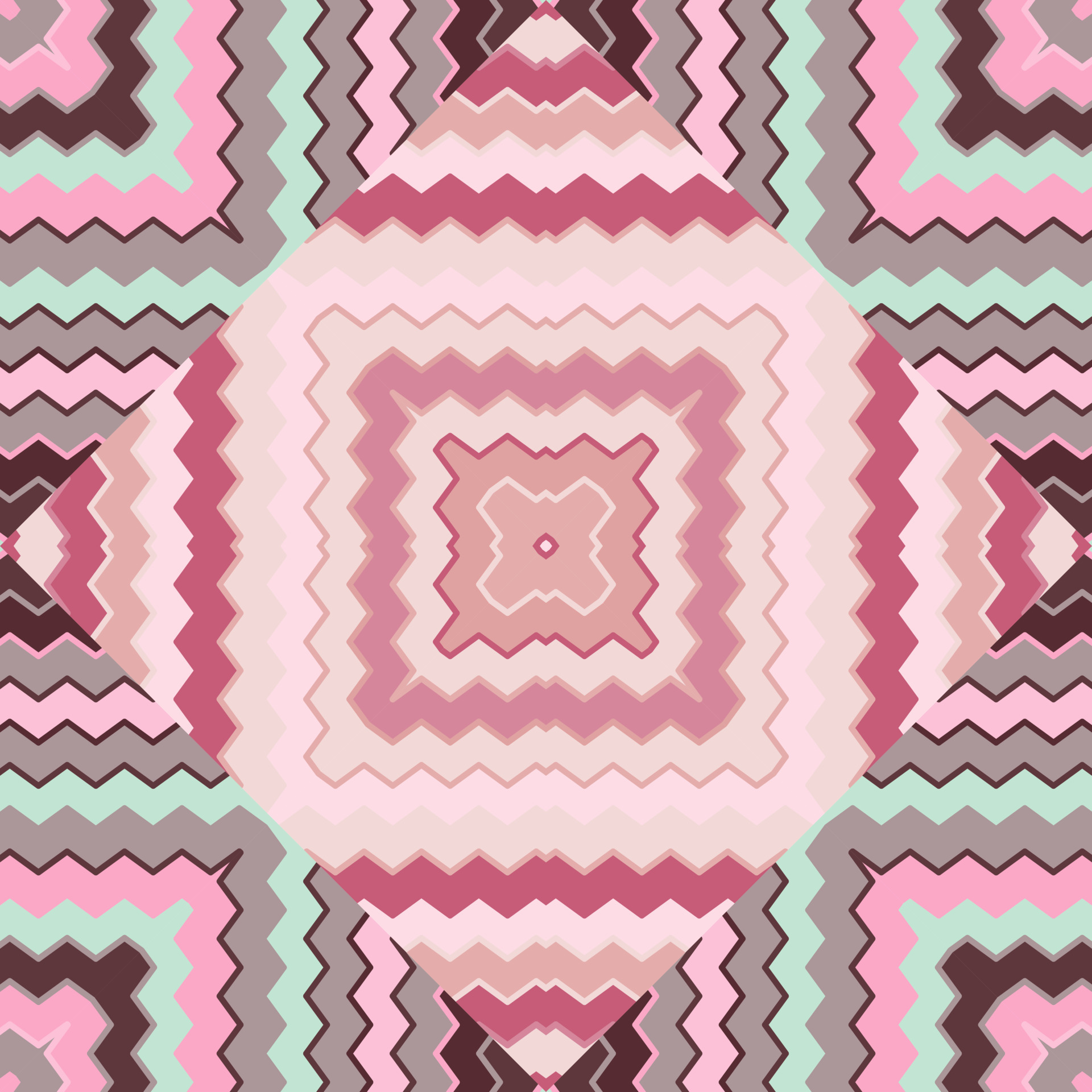 Creative Zig Zag Wave Seamless Pattern Hand Drawn Lines Mosaic