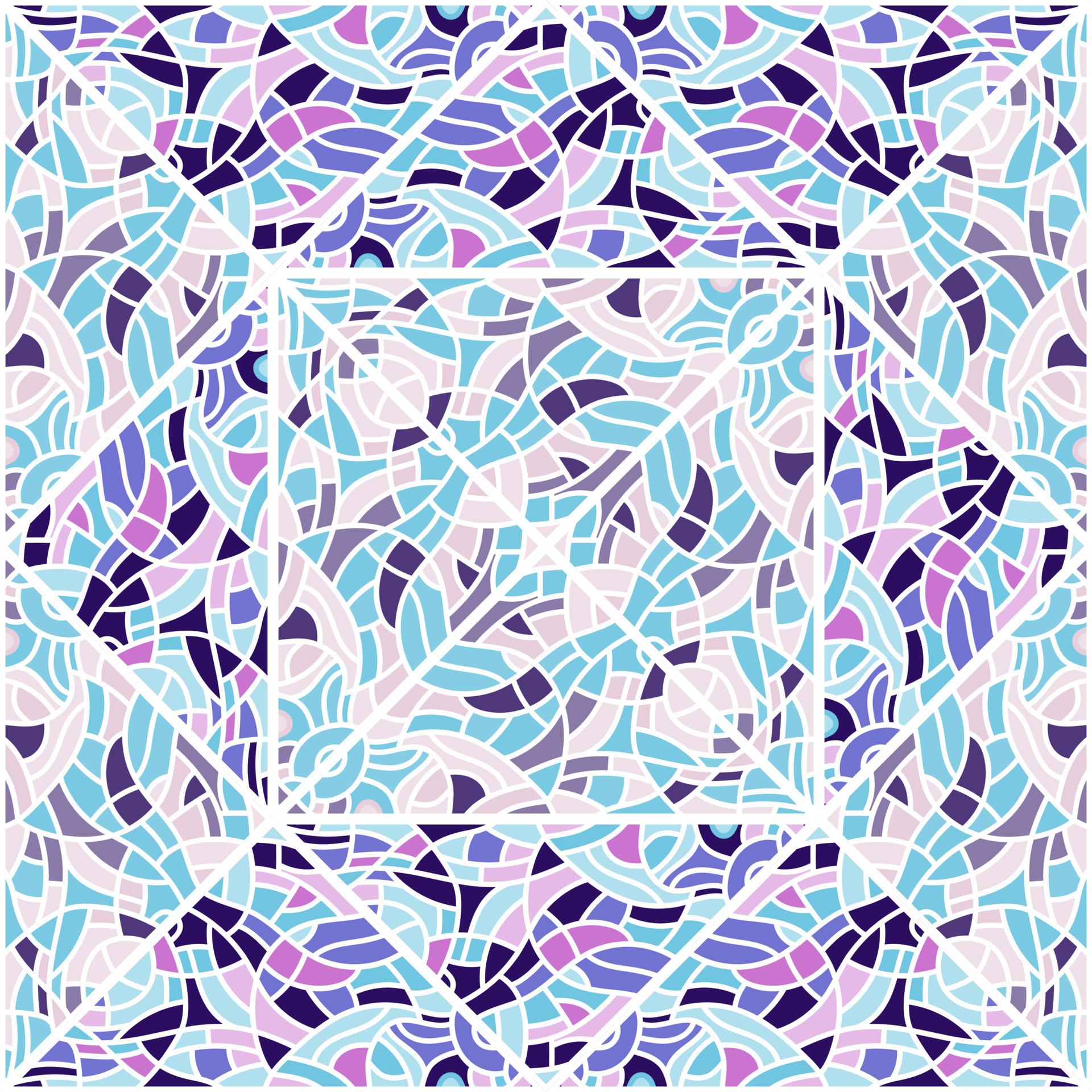 Decorative linear kaleidoscope mosaic ornament. Abstract shapes ...