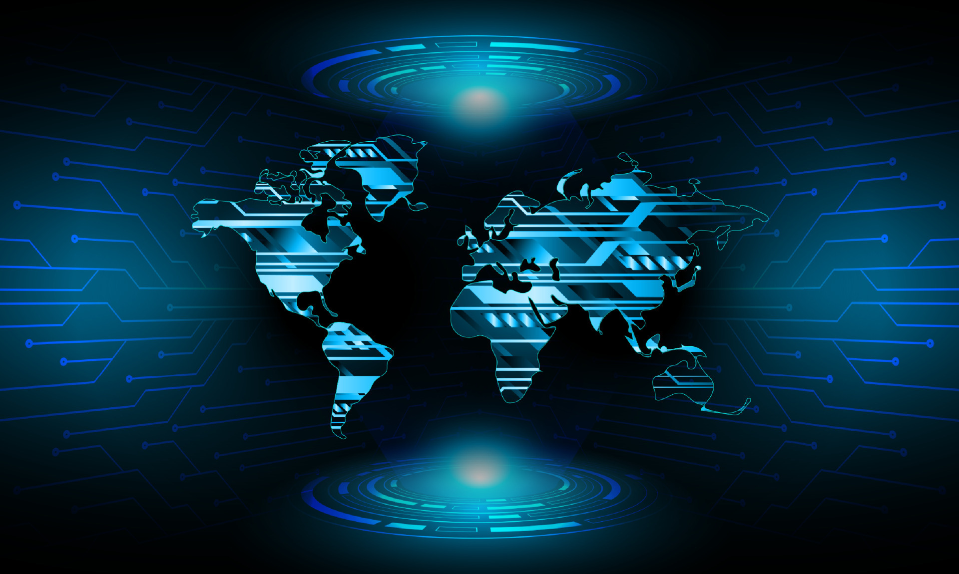 Modern Holographic world map on Technology Background 14475322 Vector ...