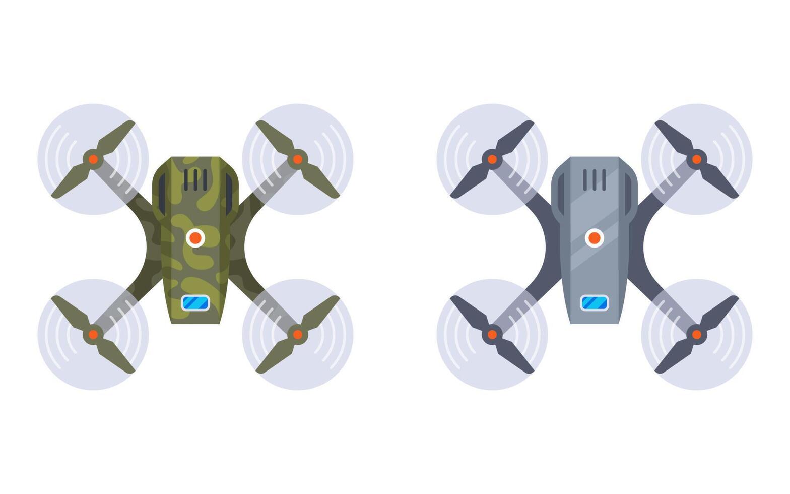 Military Drone In Camouflage Top View Flat Vector Illustration