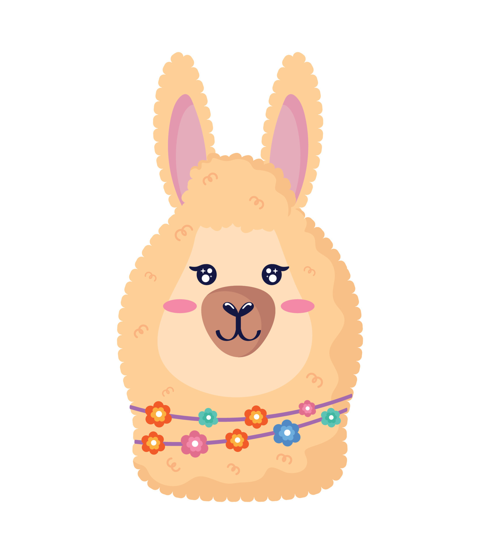 llama with floral necklace 14480521 Vector Art at Vecteezy