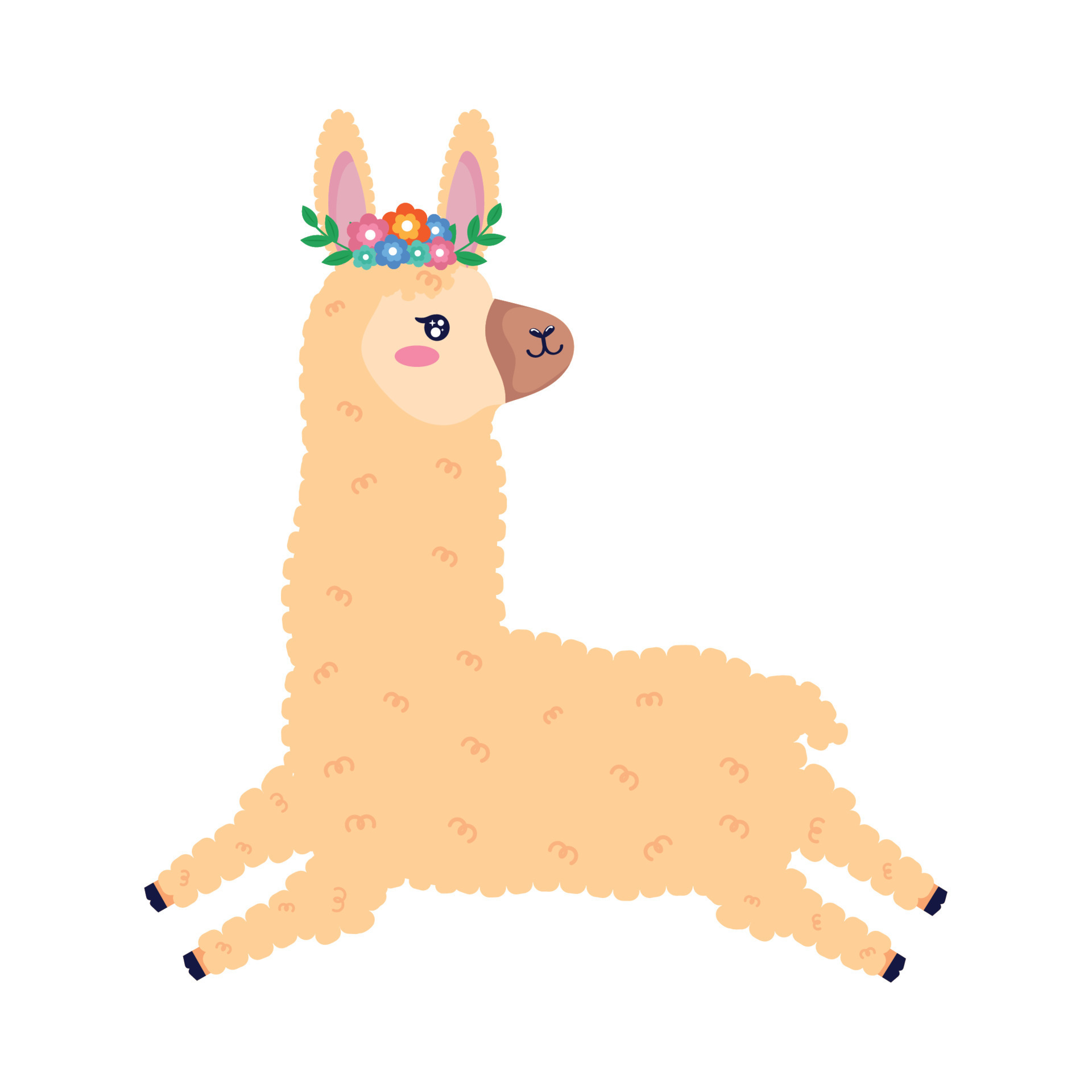 llama con flores en la cabeza 14480526 Vector en Vecteezy