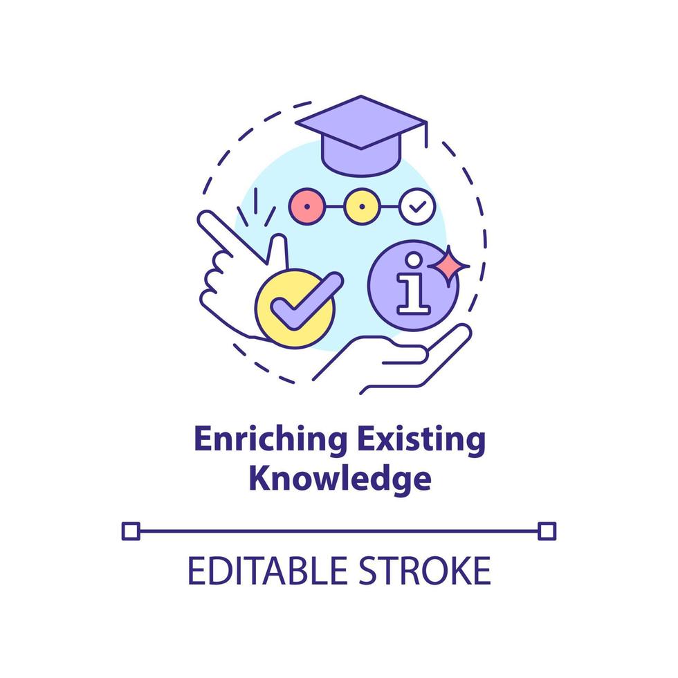 Enriching existing knowledge concept icon. Principle about learning ... Enriching existing knowledge concept icon. Principle about learning ...