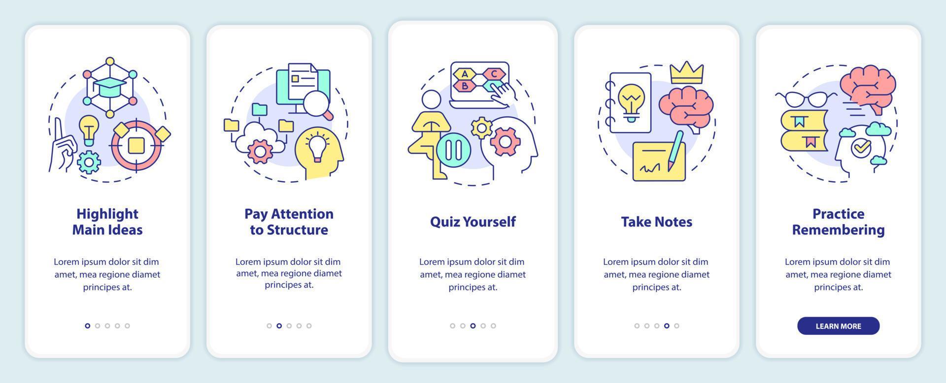 Learning and memorizing techniques onboarding mobile app screen ... Learning and memorizing techniques onboarding mobile app screen ...
