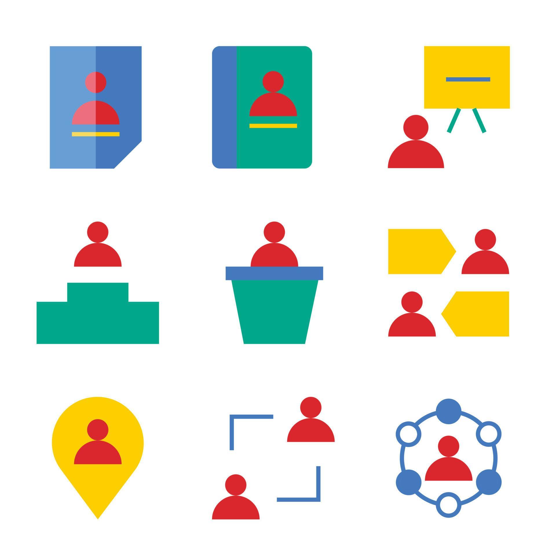 Vector set of glyph icons related to business process, team work and ...