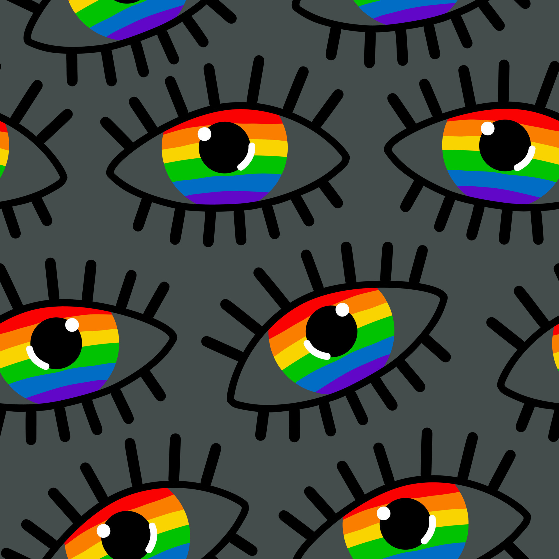 Seamless pattern with rainbow eyes. Vector modern flat illustration ...
